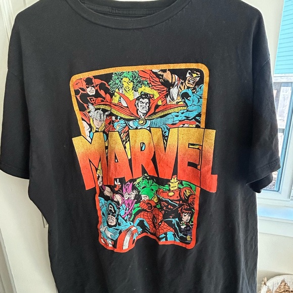 Marvel | Shirts | Marvel Heroes Black Tshirt With Vibrant Design | Poshmark